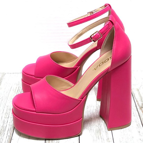 Shoes | New Pink Double Platform Chunky Heel Dress Sandals | Poshmark